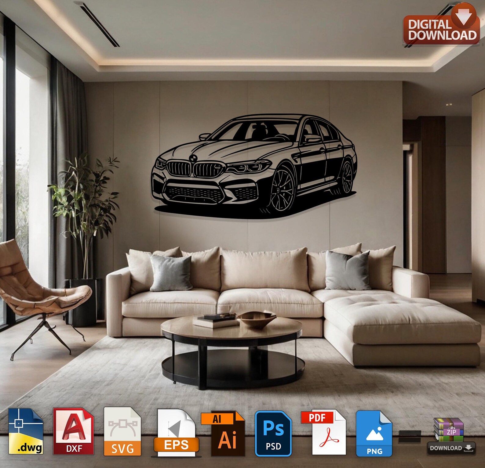 Luxury Sedan Laser Cut File, Car Wall Art (digital Download) - Etsy