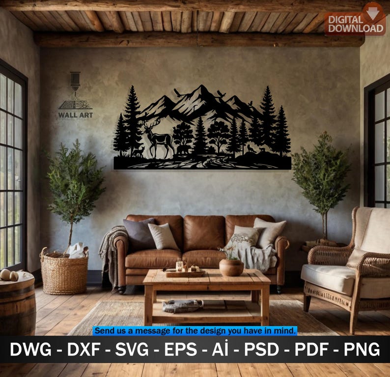 Wildlife Forest Scene DXF File – CNC Laser Cut Metal Wall Art (digital ...