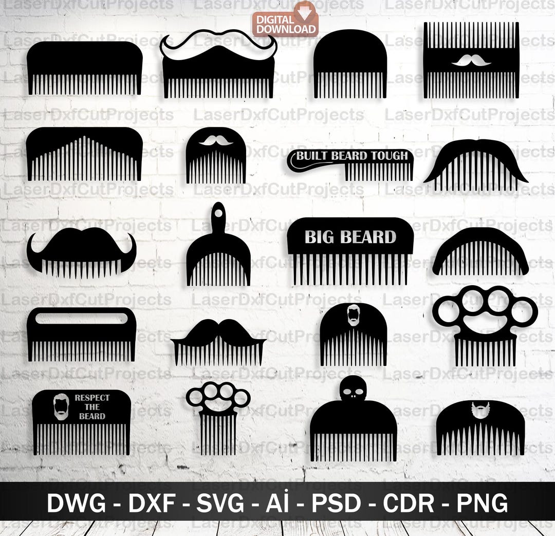 Beard Combs SVG DXF – Laser Cut Wooden Beard Comb Digital File for CNC ...