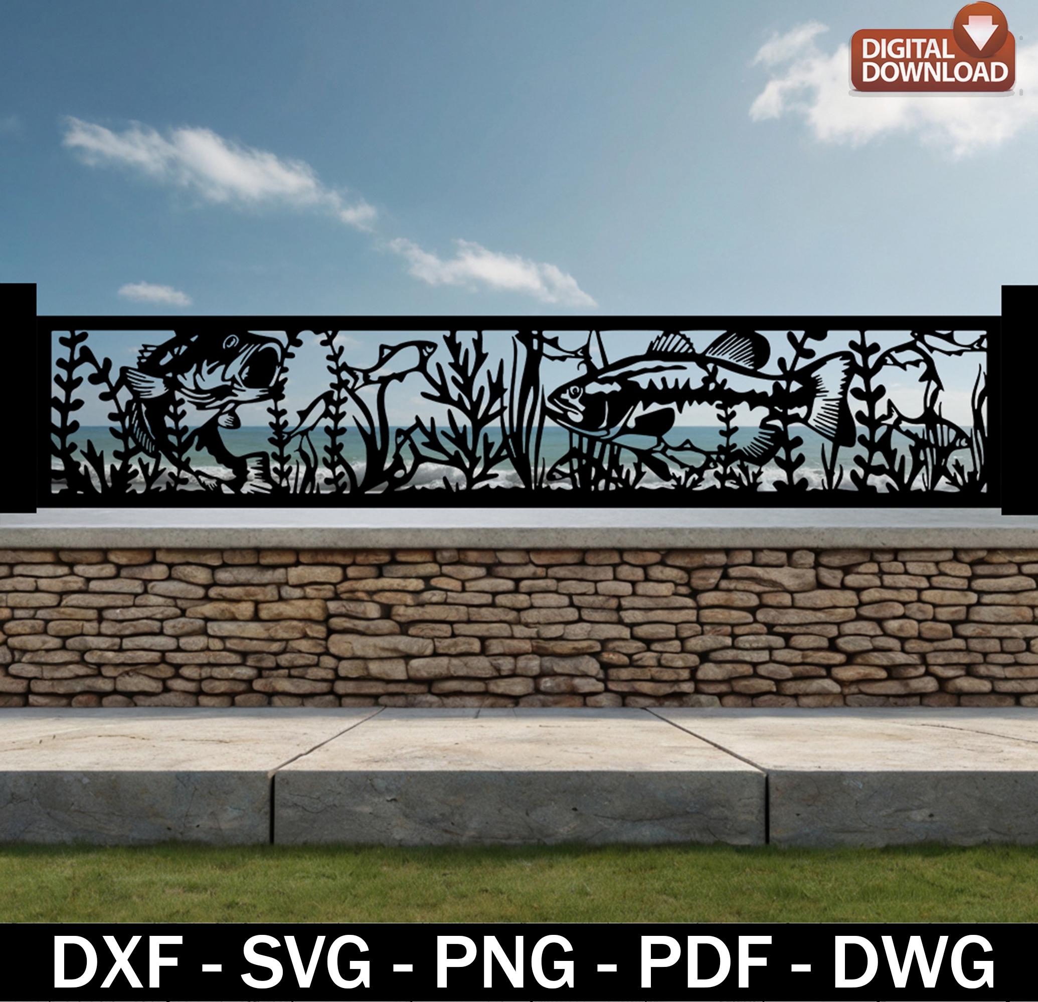 Fish Panel SVG DXF: Wildlife Vector Art for CNC Laser Cut (digital ...