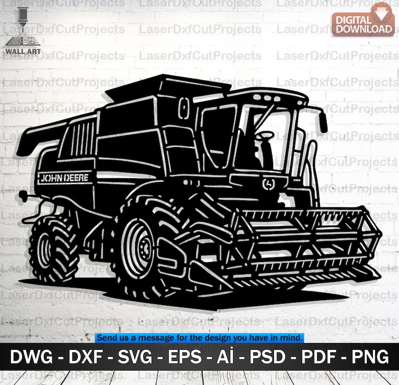 Agricultural Combine Harvester DXF File | Laser Cut CNC Wall Art Design ...