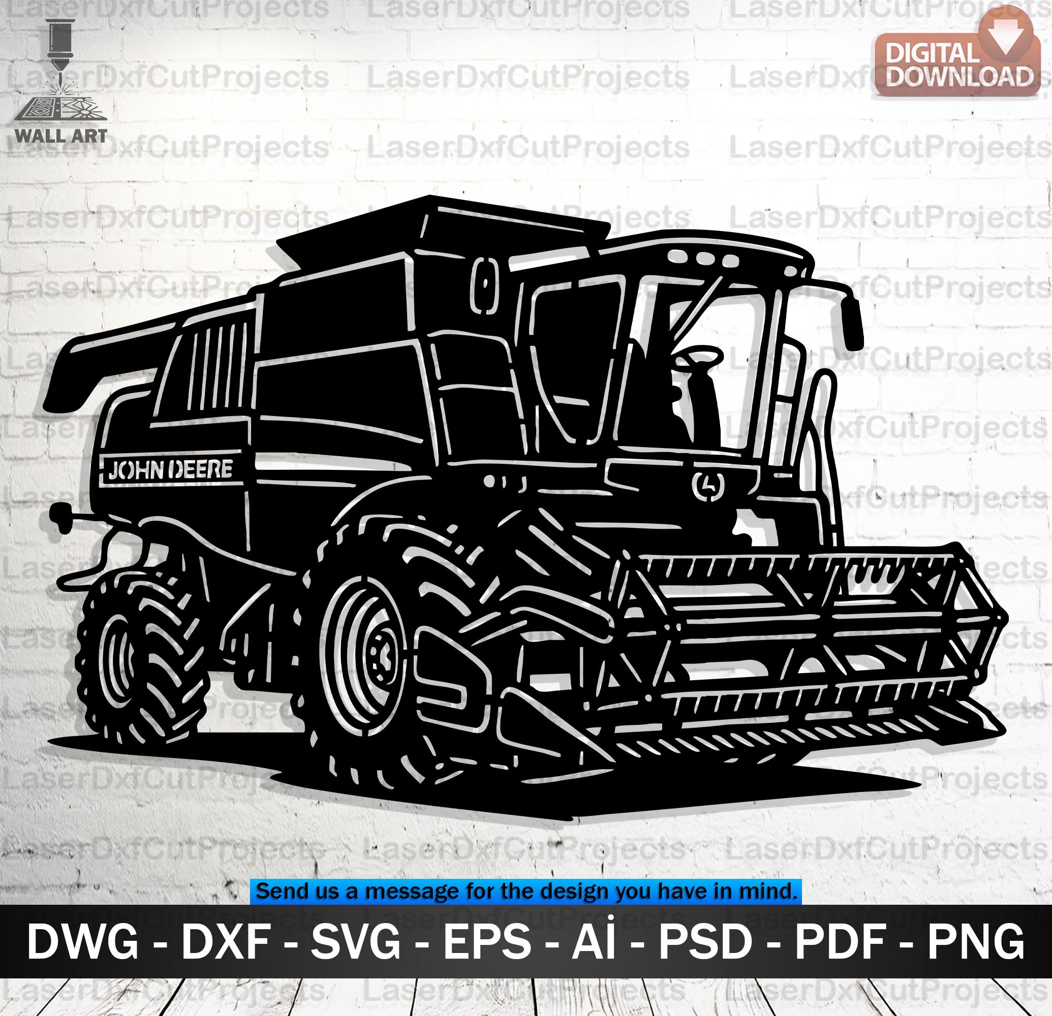 Agricultural Combine Harvester DXF File | Laser Cut CNC Wall Art Design ...