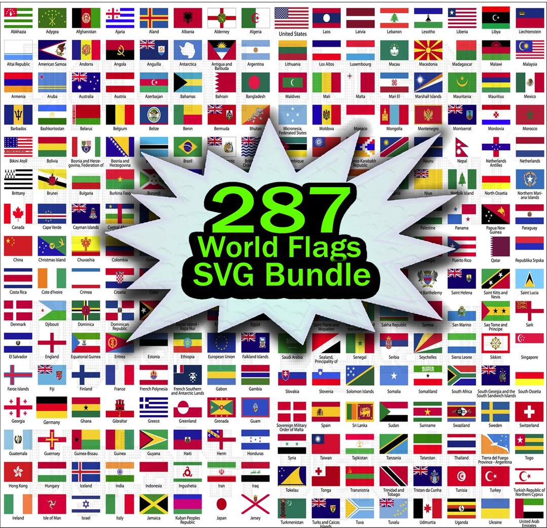 287 World Flag SVG Bundle Country Flags PNG SVG Patriotic Vector Files ...
