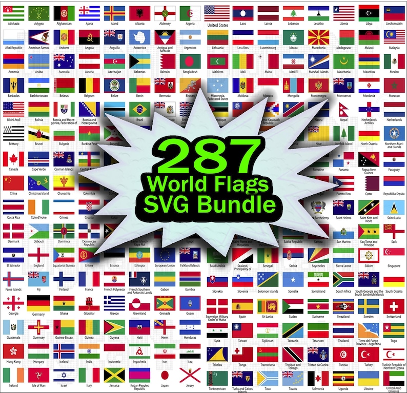 World Flag SVG Bundle: 287 Country Flags (digital Download) - Etsy