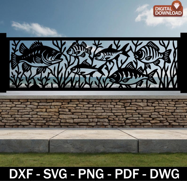 Fish Panel SVG DXF: Wildlife Vector Art for CNC Laser Cut (digital ...