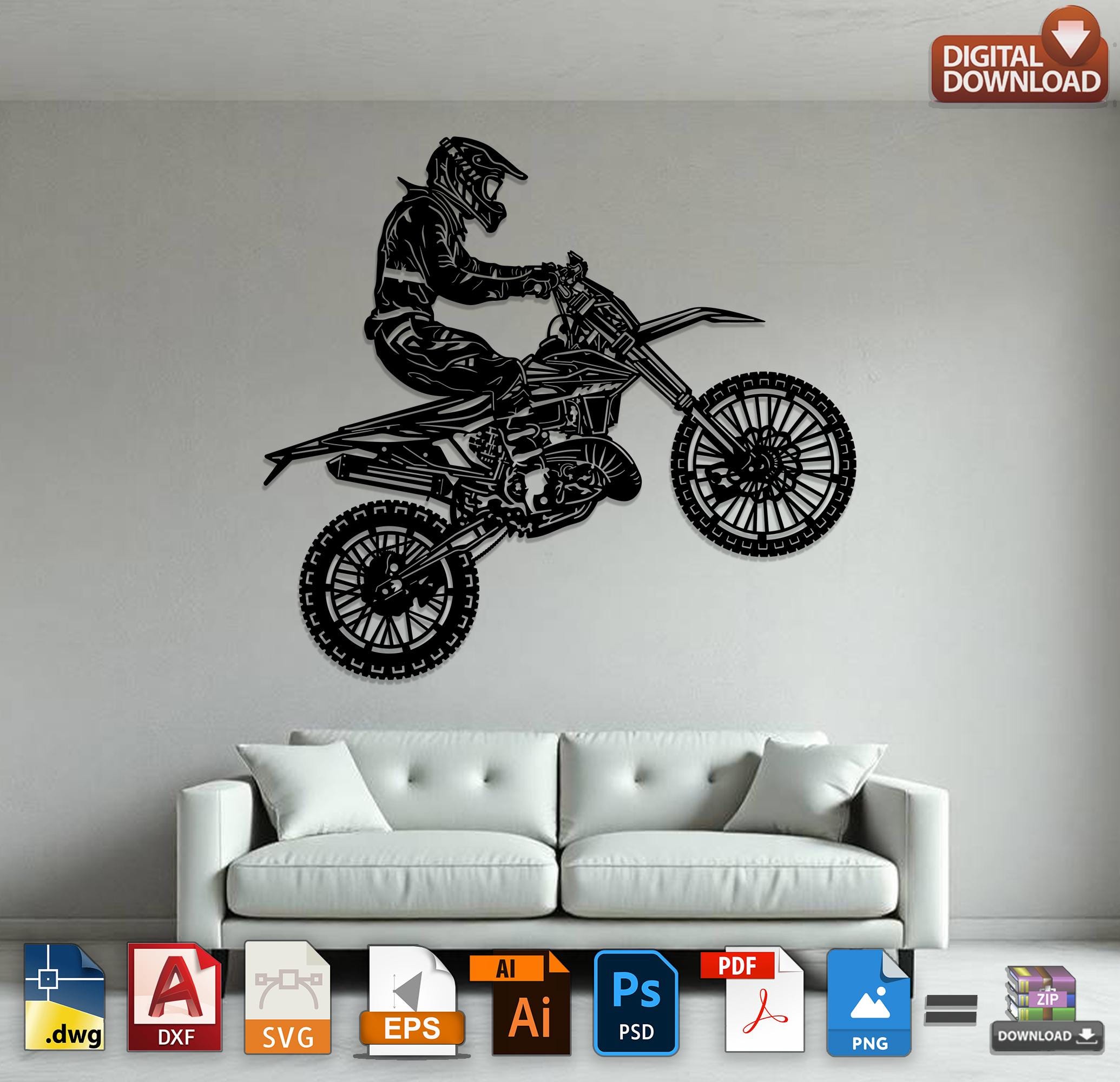 Motocross DXF SVG Cut Files for Cricut & CNC – Laser Cut Vector for ...