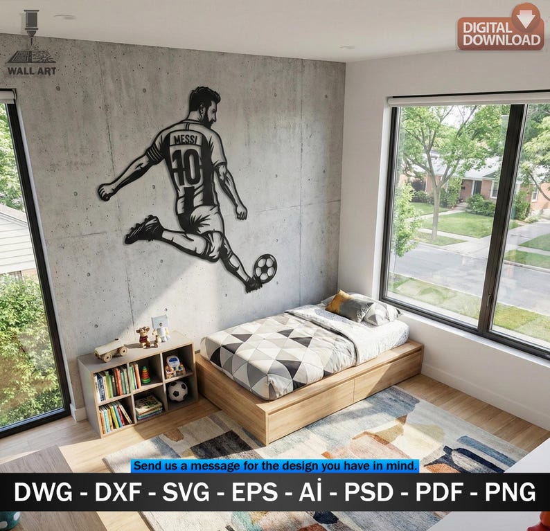 Lionel Messi SVG DXF – Laser Cut Metal Wall Art Digital File for CNC - Etsy