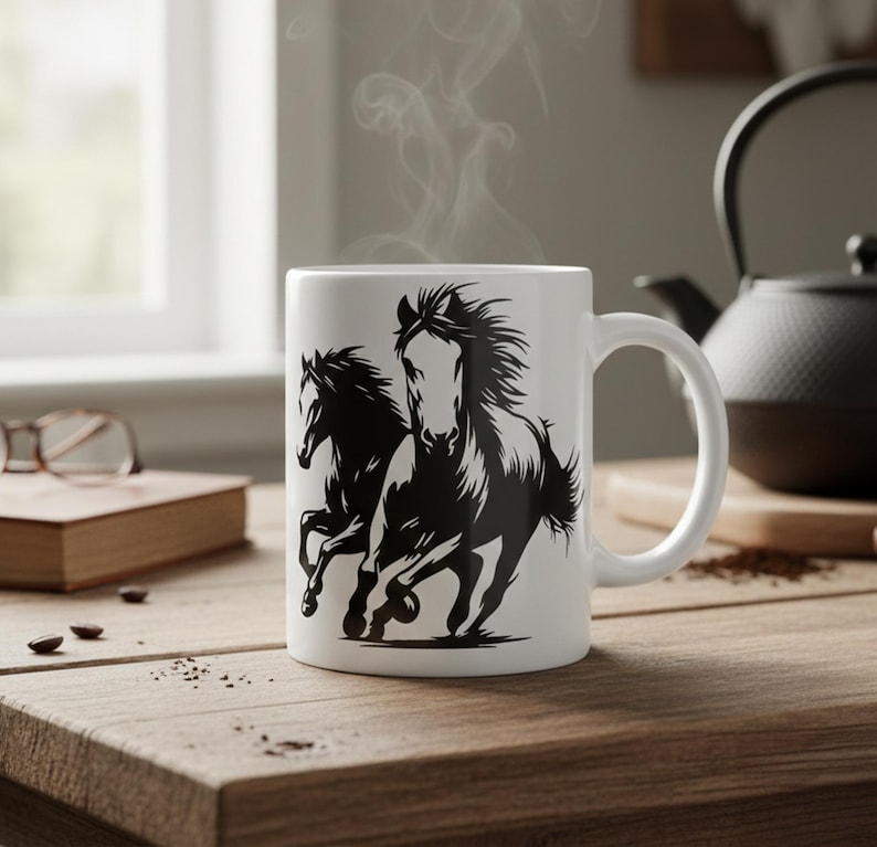 Running Horses DXF File – Two Horse Silhouette for Laser Cut Metal Wall ...