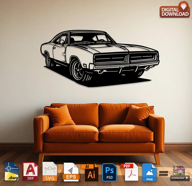 1970 Dodge Charger Laser Cut File: CNC, Plasma, Cricut (digital ...