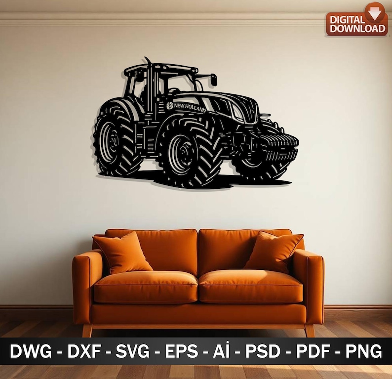 New Holland Tractor Laser Cut DXF File – Wall Art Decor Vector for CNC ...