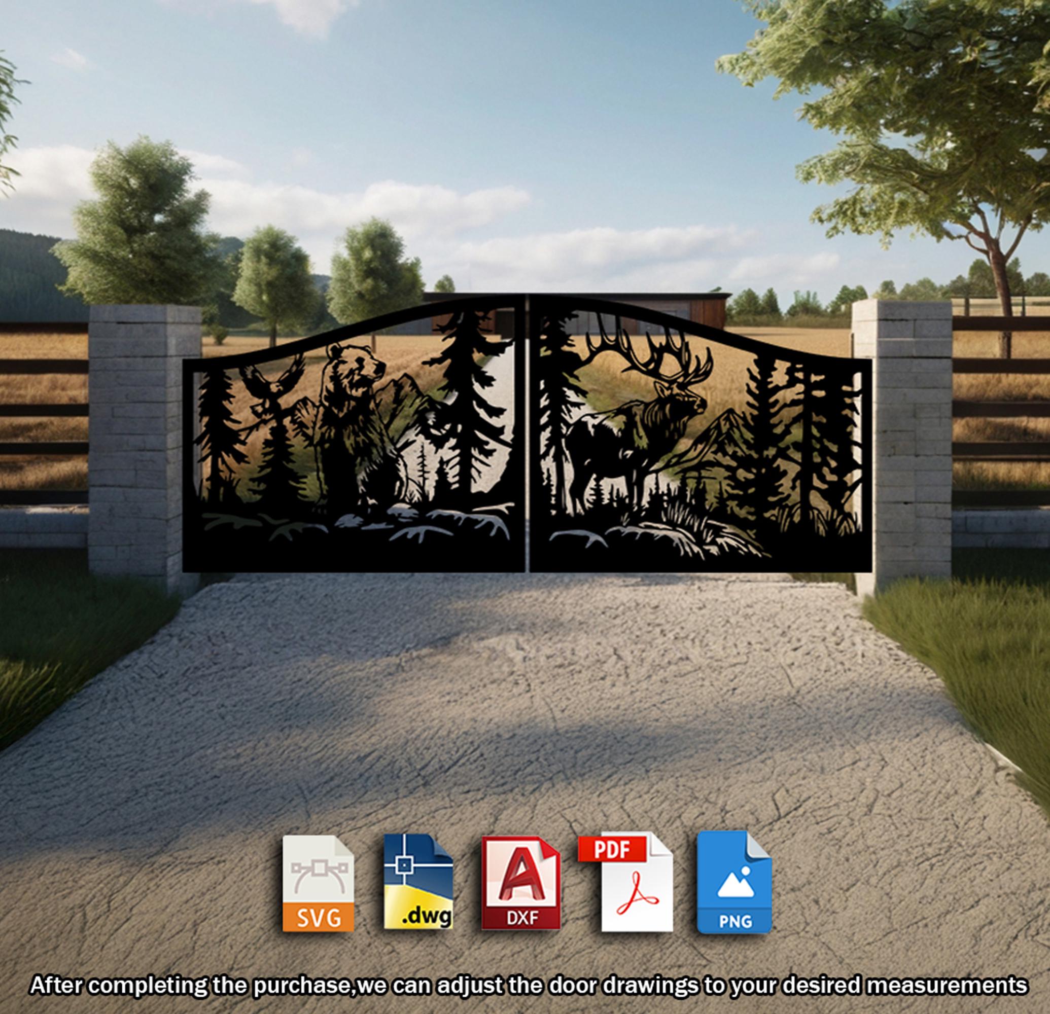 Farm and Home Gate Designs DXF Files – Tree, Bear, Deer, Horse Metal ...
