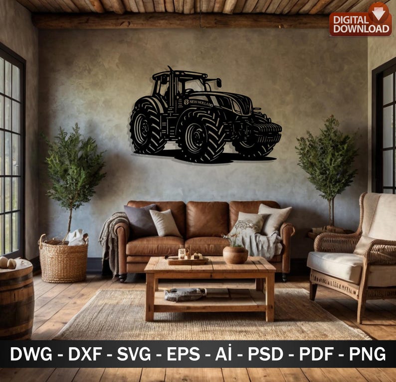 New Holland Tractor Laser Cut DXF File – Wall Art Decor Vector for CNC ...
