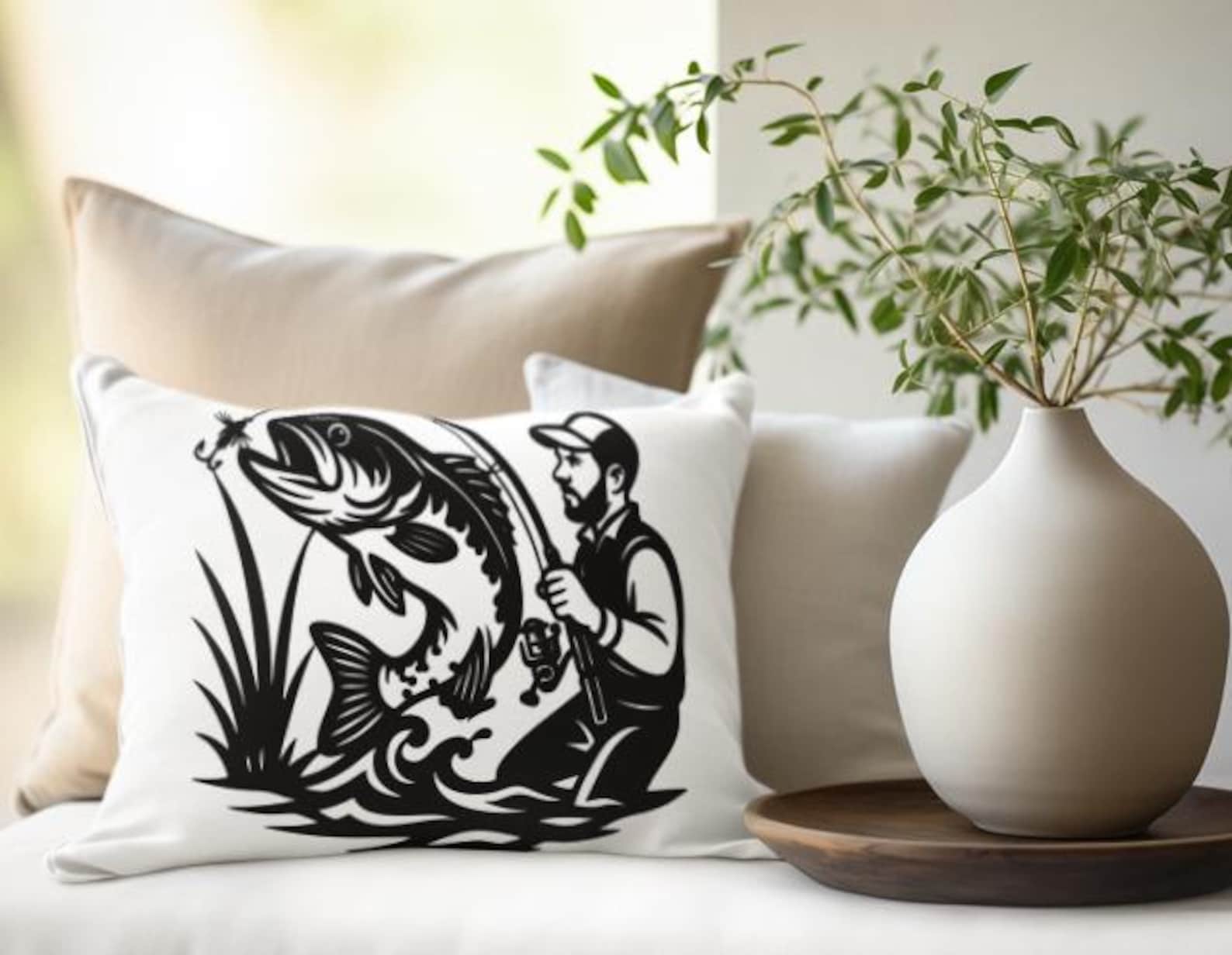 Fishing Scene SVG: Wildlife Metal Wall Art, CNC Laser Cut File - Etsy