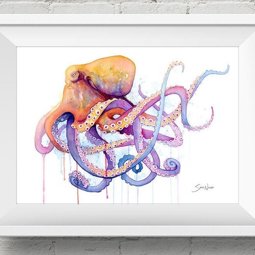 Cuttlefish : Art Print Colorful Cuttlefish Watercolor Painting - Etsy