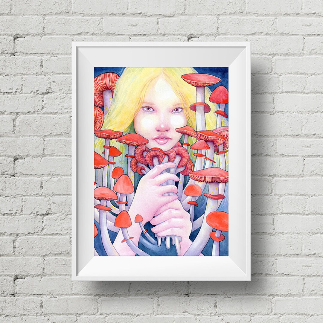 Keeper of the Scarlet Garden : Art Print, Alice in Wonderland Mushroom ...