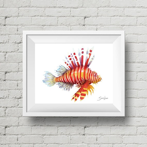 Firefish : Art Print Colorful Lion Fish Watercolor Painting - Etsy