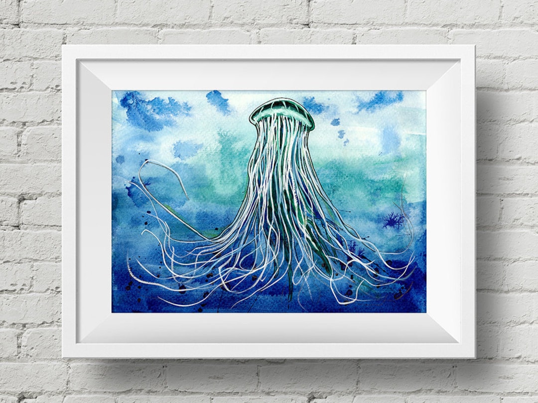 Emperor Jellyfish : Art Print, Jellyfish Sea Life Watercolor Painting ...