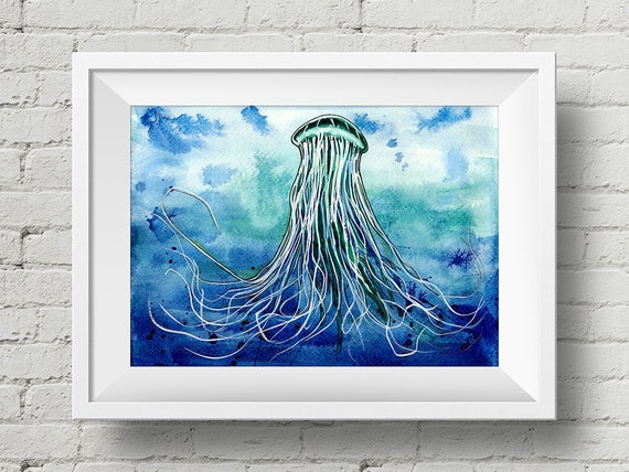 Emperor Jellyfish : Art Print Jellyfish Sea Life Watercolor - Etsy