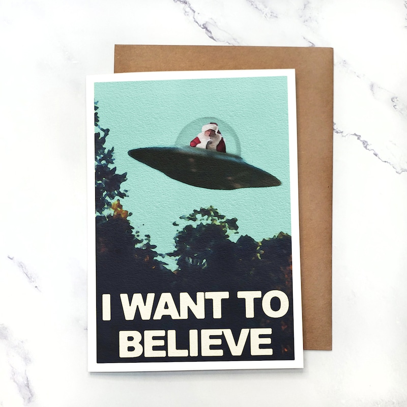 Santa Ufo Christmas Card - Etsy