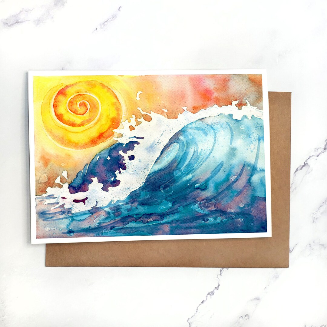 Ocean Surf | Greeting Card Blank Inside | A7 5x7" Card With Envelope ...