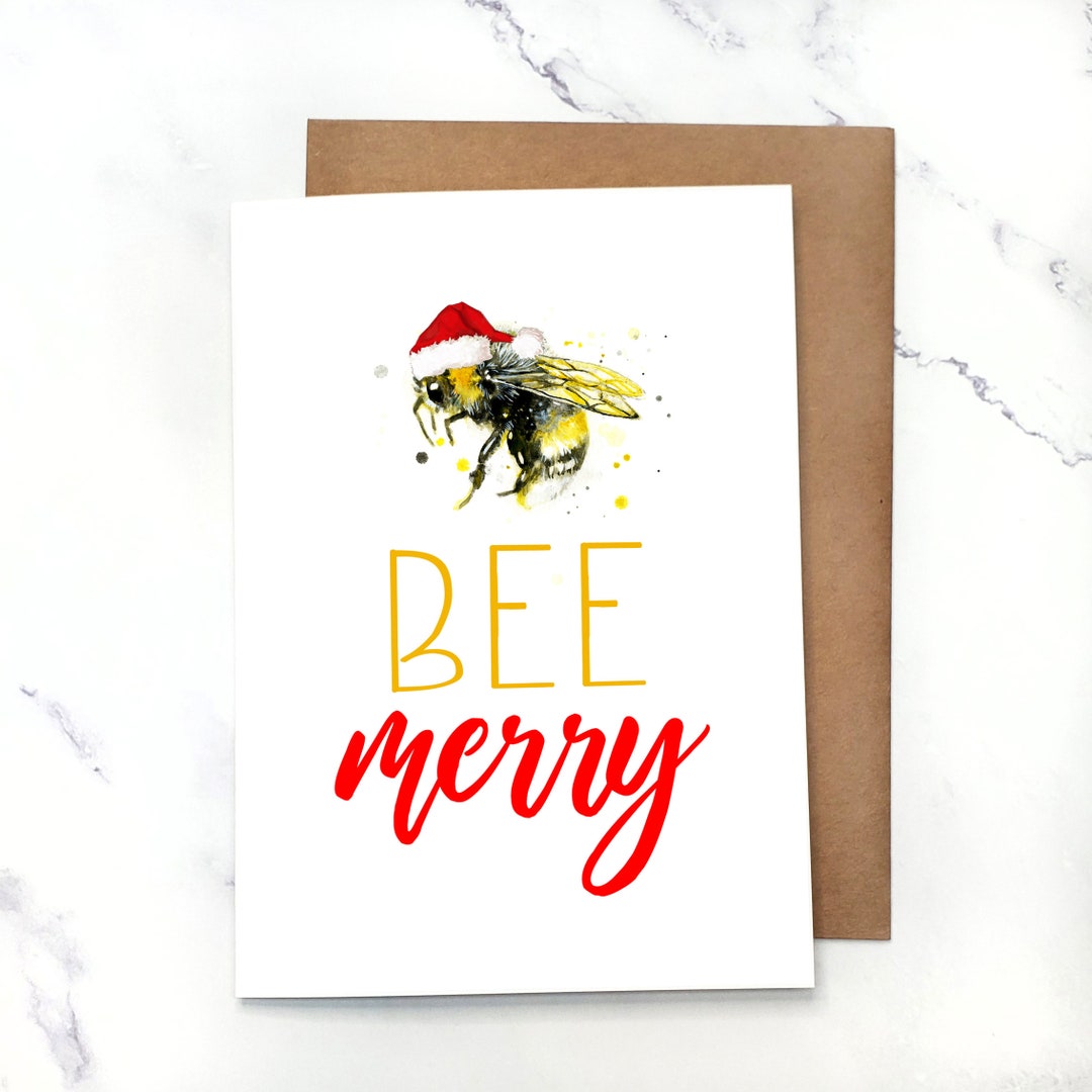 Bee Merry | Christmas Card | A7 5x7" Card With Envelope | Sets Optional ...