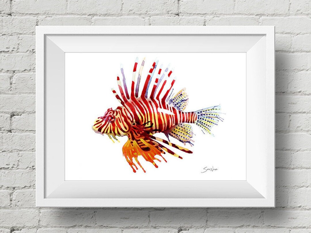 Lion Fish : Art Print Lionfish Sea Life Fish Watercolor Painting - Etsy