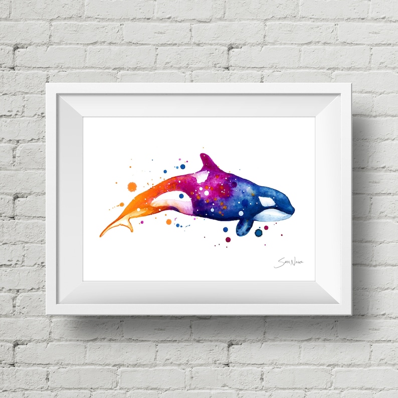 Orca Whale : Art Print Watercolor Rainbow Killer Whale - Etsy