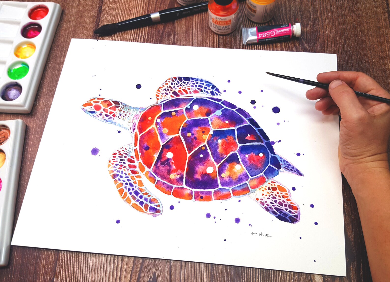 Sand & Sea Turtle Original Watercolor Loggerhead Sea Turtle - Etsy