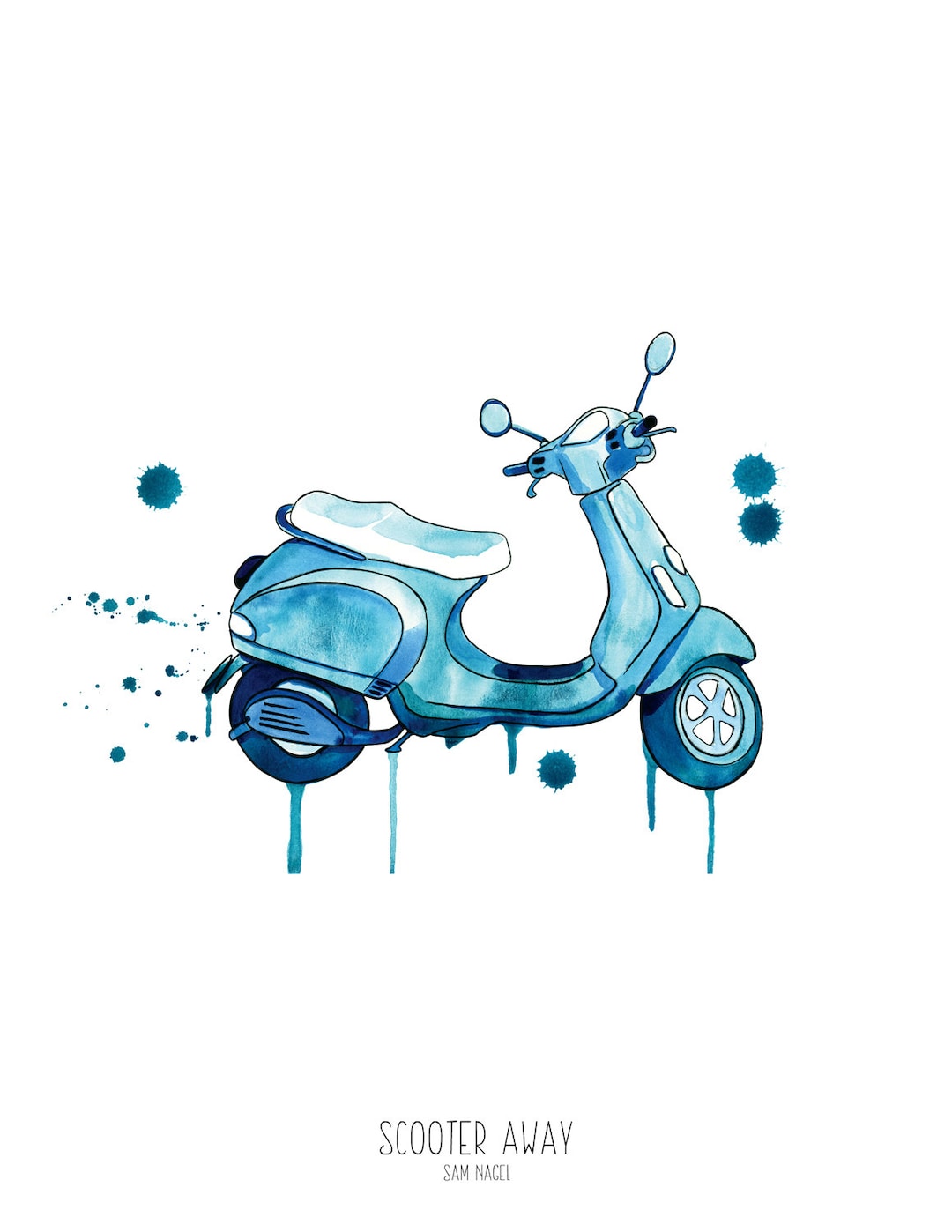 Scooter Away! - Original Watercolor Painting - Etsy