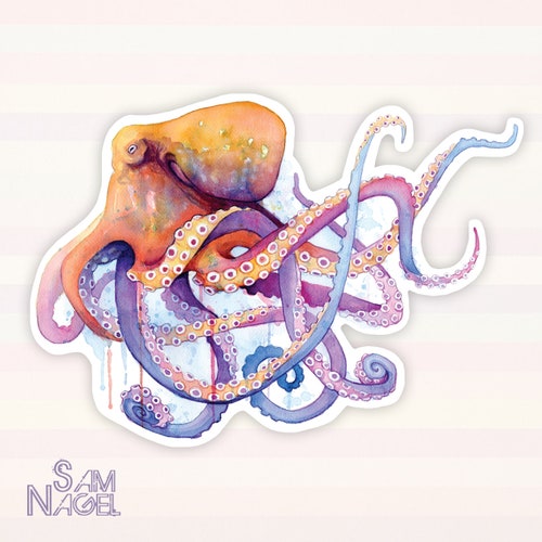 Rainbow Octopus Vinyl Sticker - Etsy