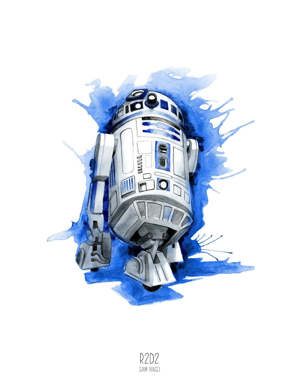 R2D2 fan art Original watercolor painting | Etsy