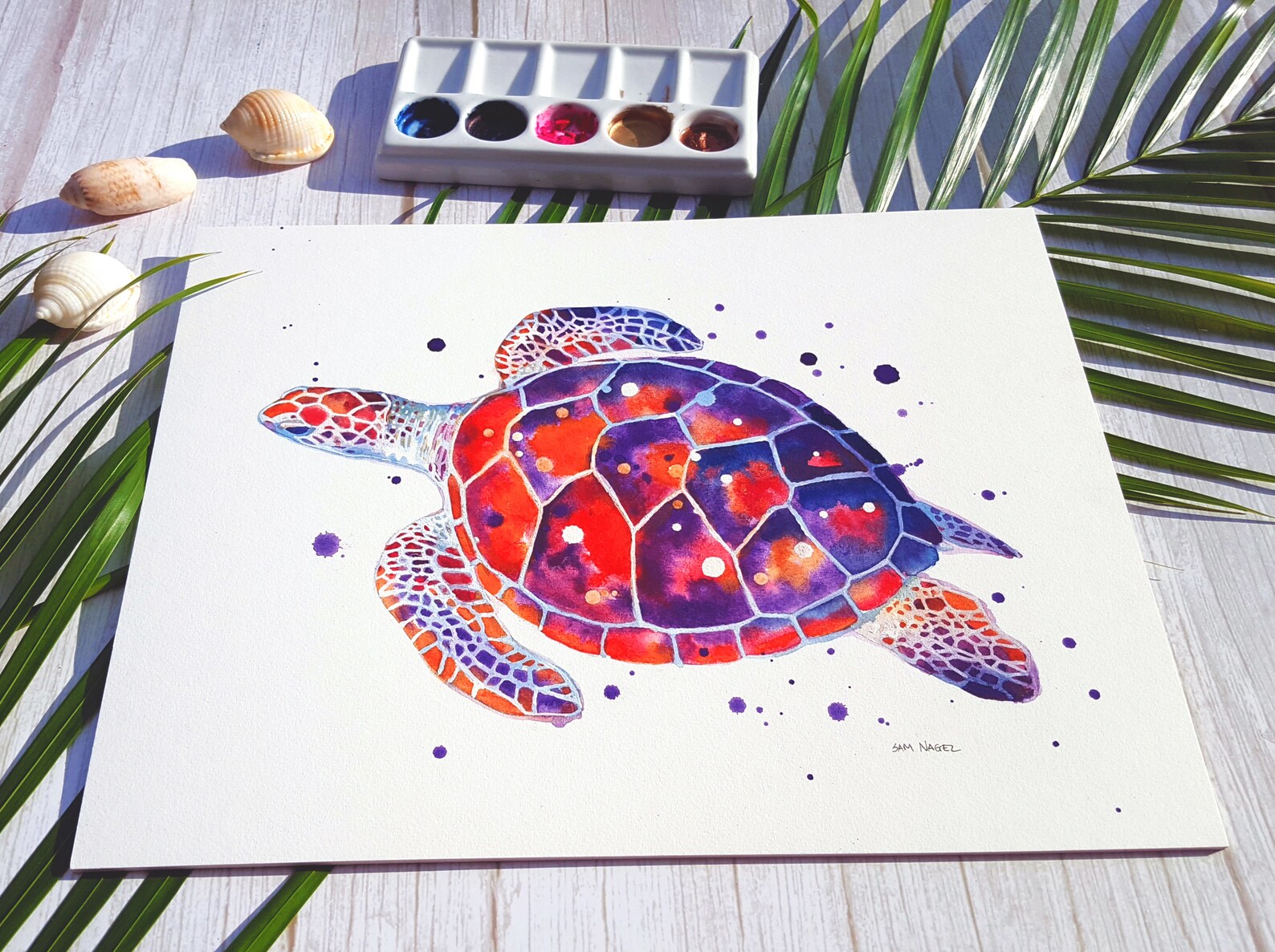 Sand & Sea Turtle Original Watercolor Loggerhead Sea Turtle - Etsy