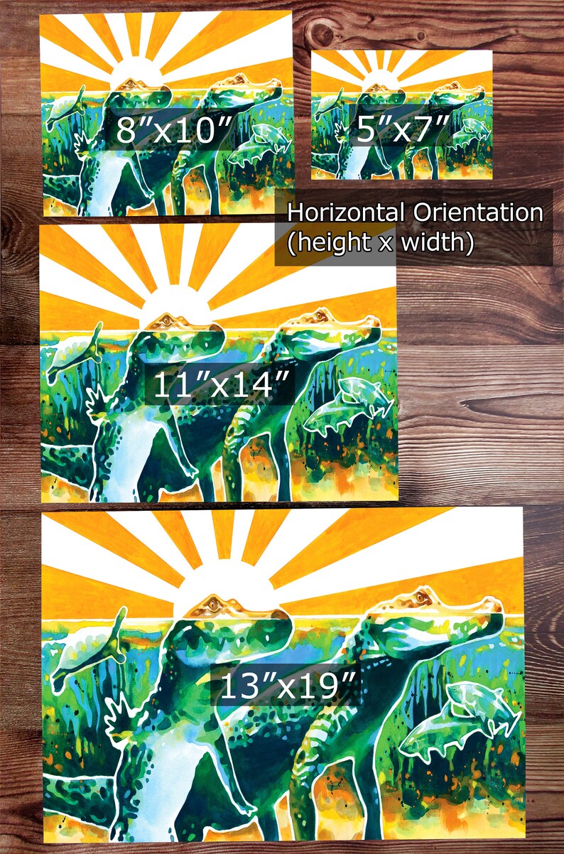 Gator Sunrise : Art Print Florida Alligator Watercolor - Etsy