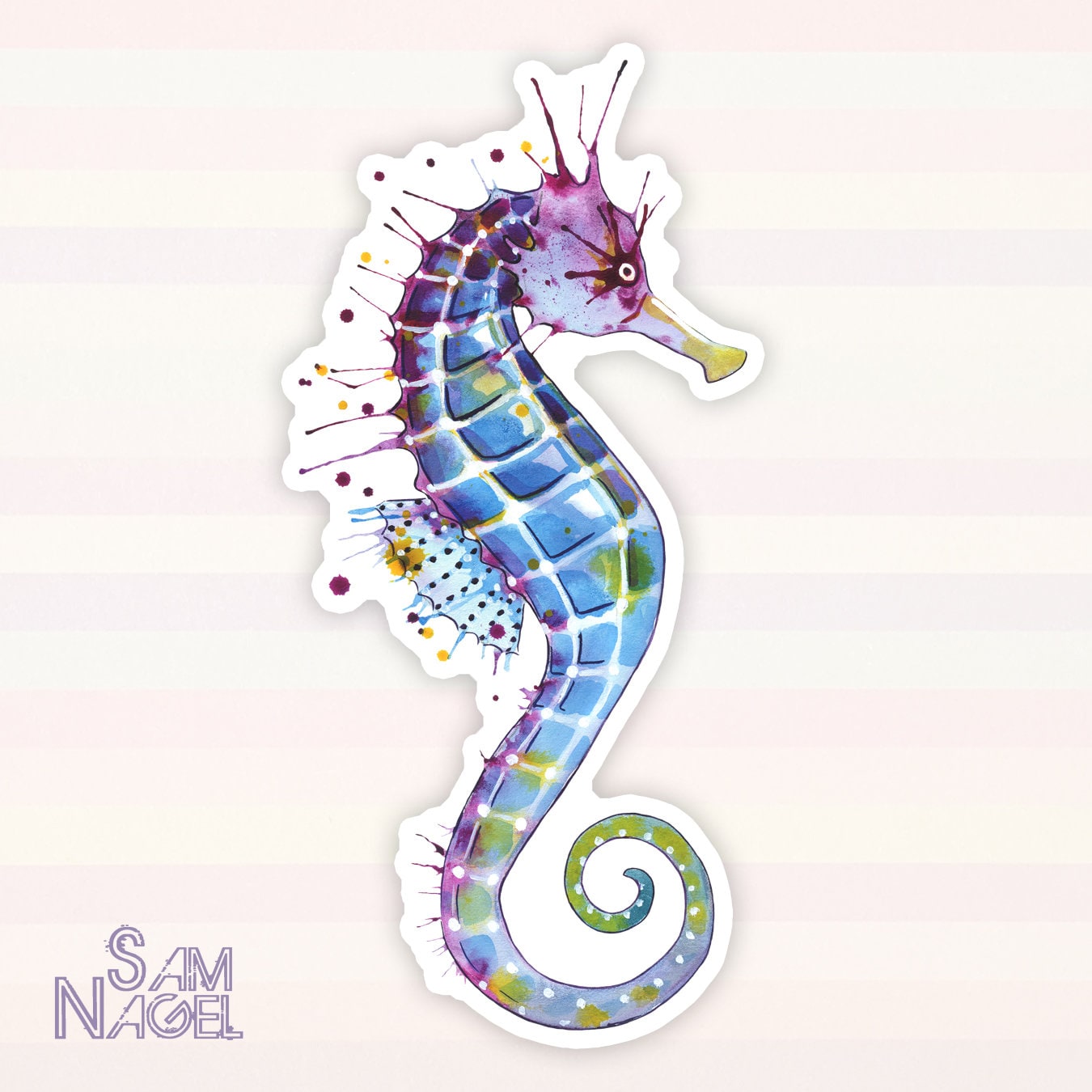 Seahorse Purple vinyl sticker | Etsy