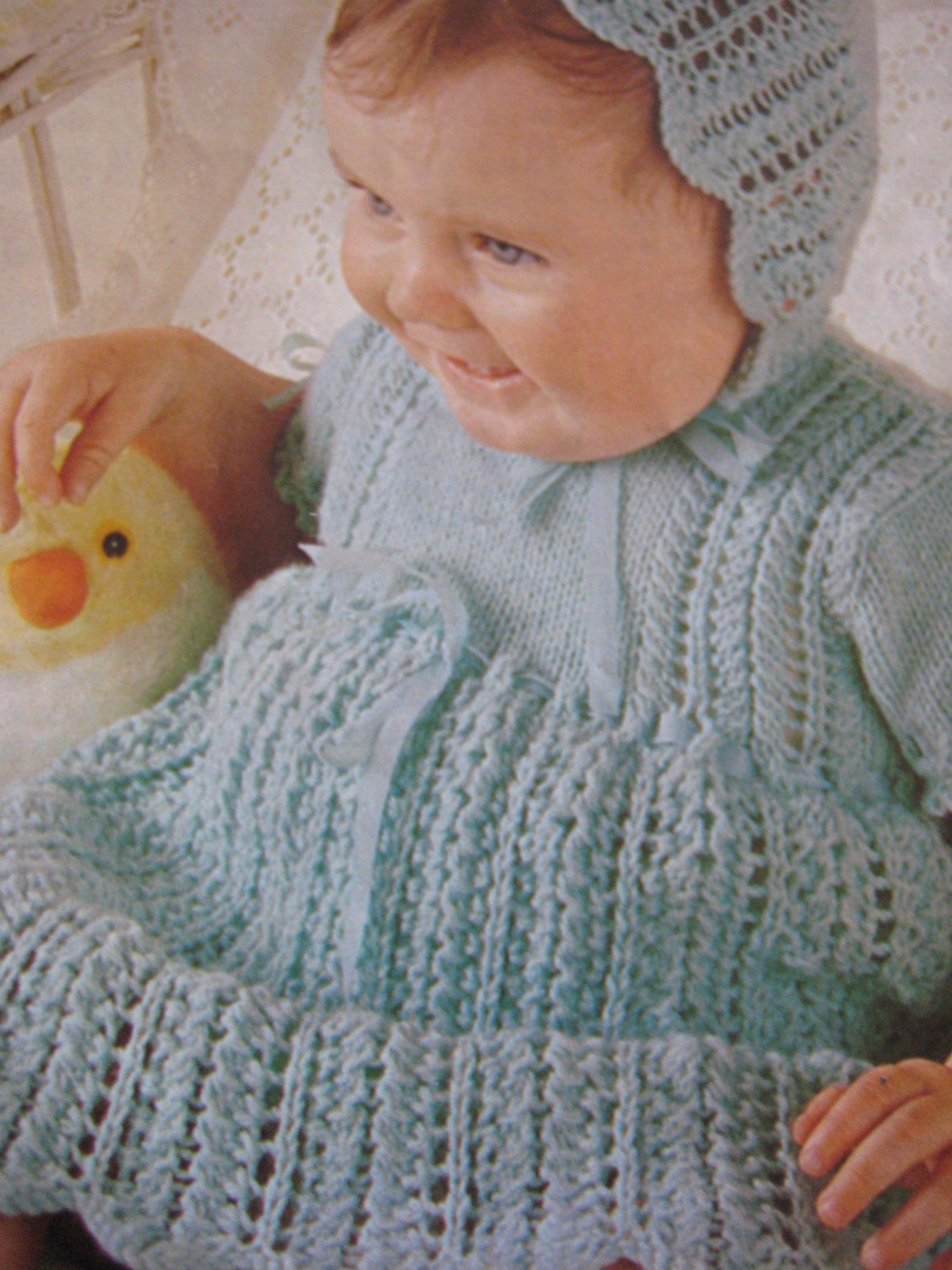Baby Knitting Patterns - Vintage Patterns PDF - Baby Dress, Bonnet ...