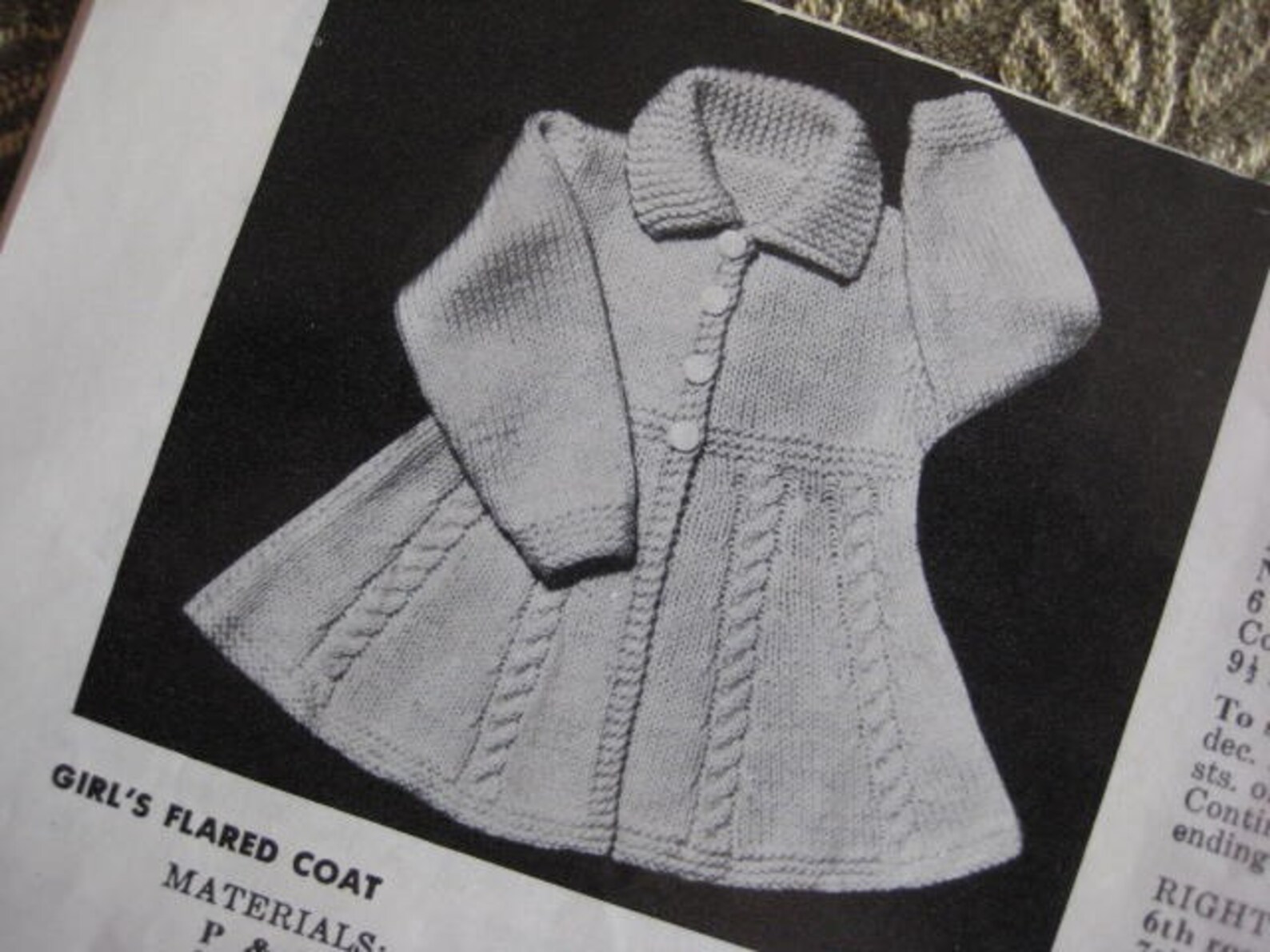 Vintage Knitting Pattern Infant and Toddler Girl's Flared Coat PDF ...