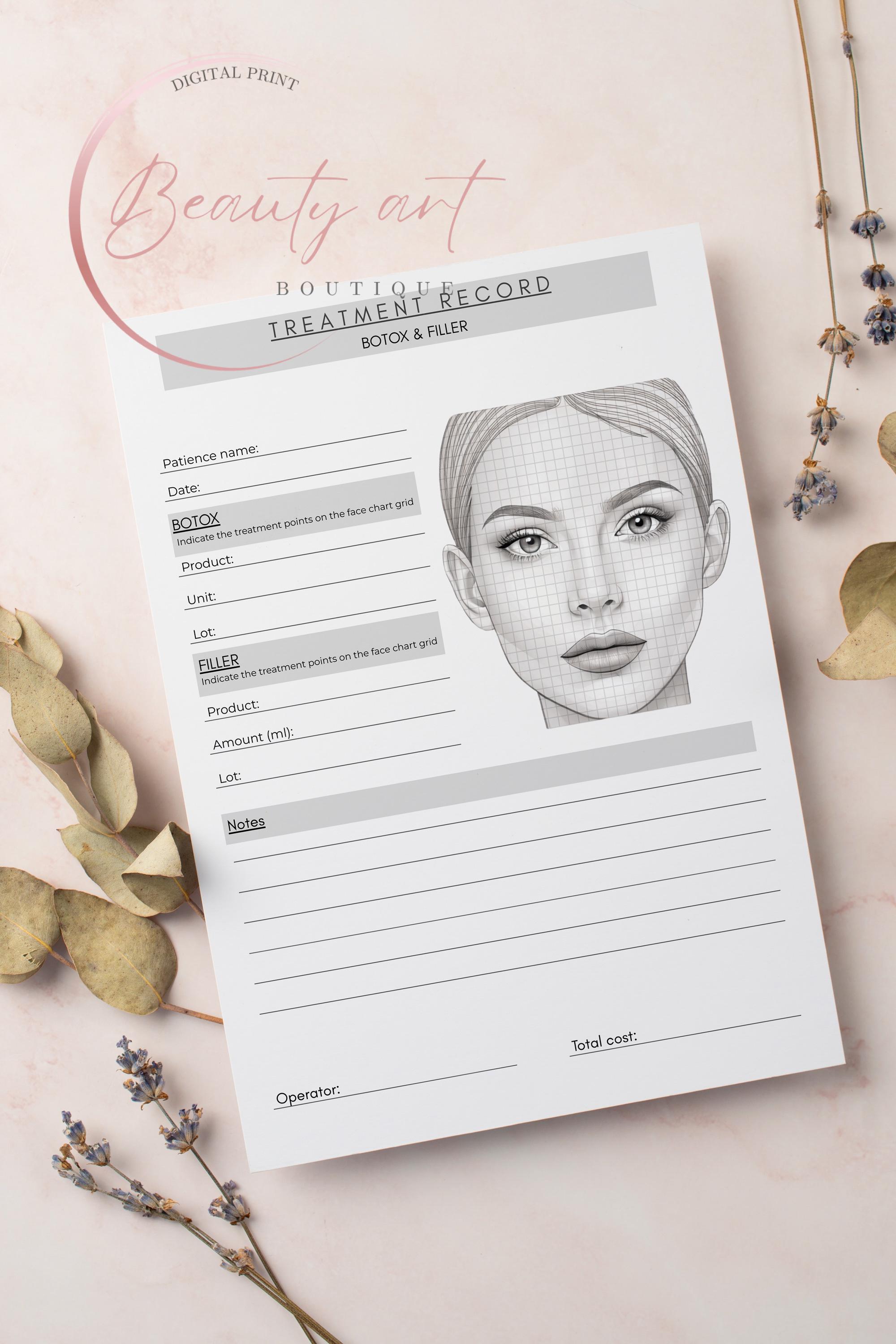 Botox & Filler Patient Registration Form With Facial Injection Mapping ...