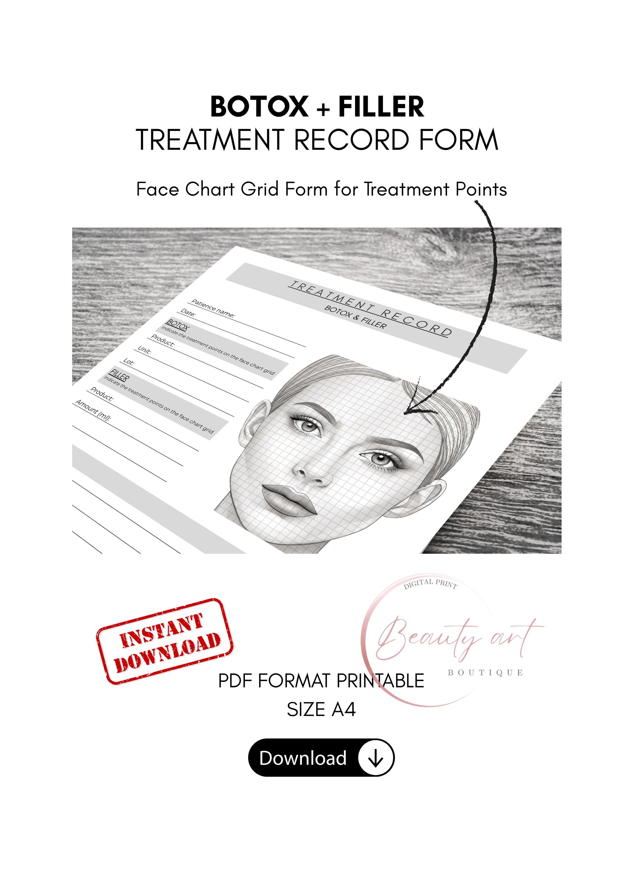 Botox & Filler Patient Registration Form With Facial Injection Mapping ...