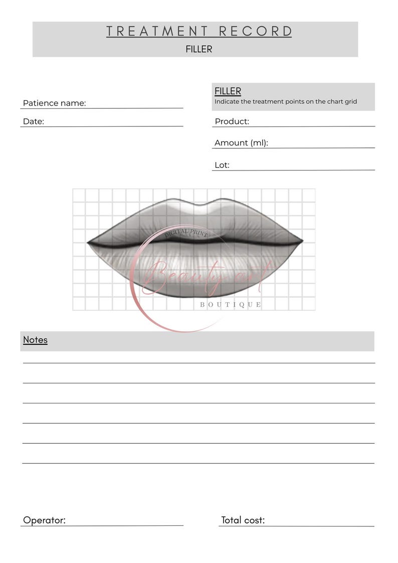 Botox & Filler Patient Registration Form With Facial Injection Mapping ...