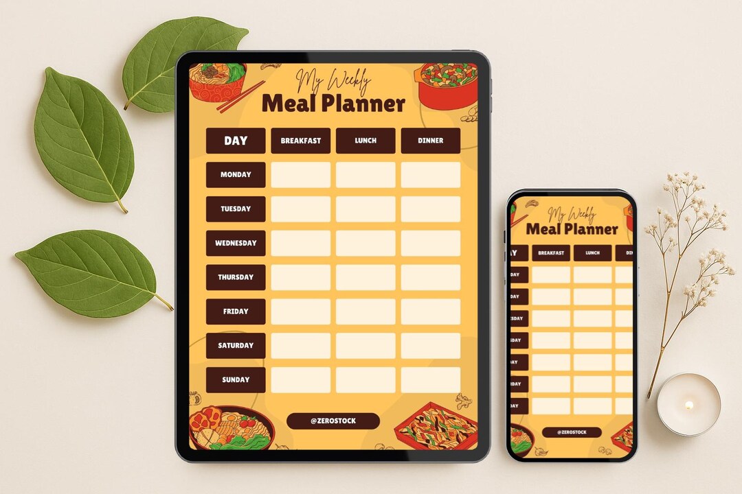 Weekly Meal Planner Template | Printable Food Menu PDF | Cute One-page ...