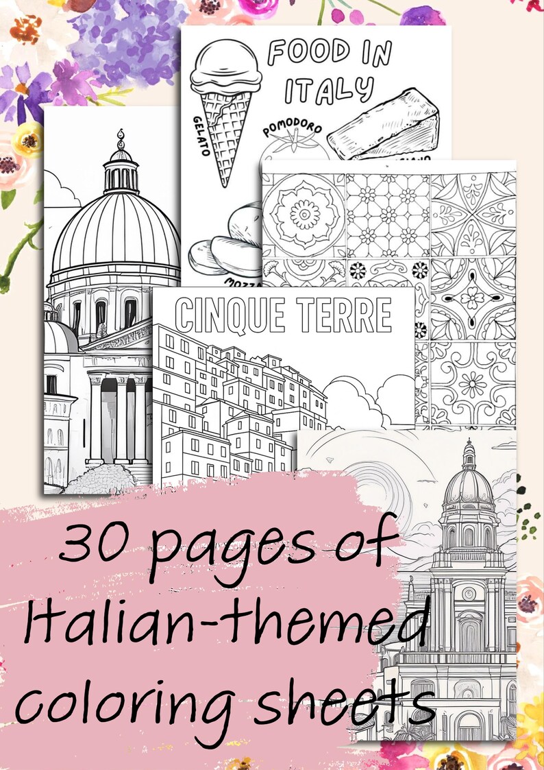 Italian Coloring Book Printable - Etsy