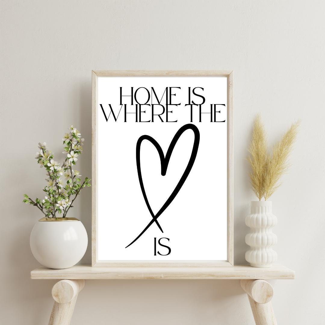 Home is Where the Heart is Printable Digital A5 Poster | Home Decor - Etsy
