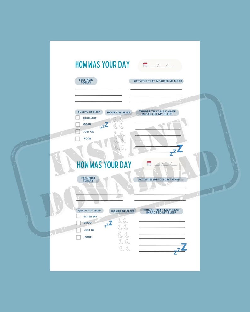 Mental Health Tracker | Printable Digital Download | Daily, Weekly ...