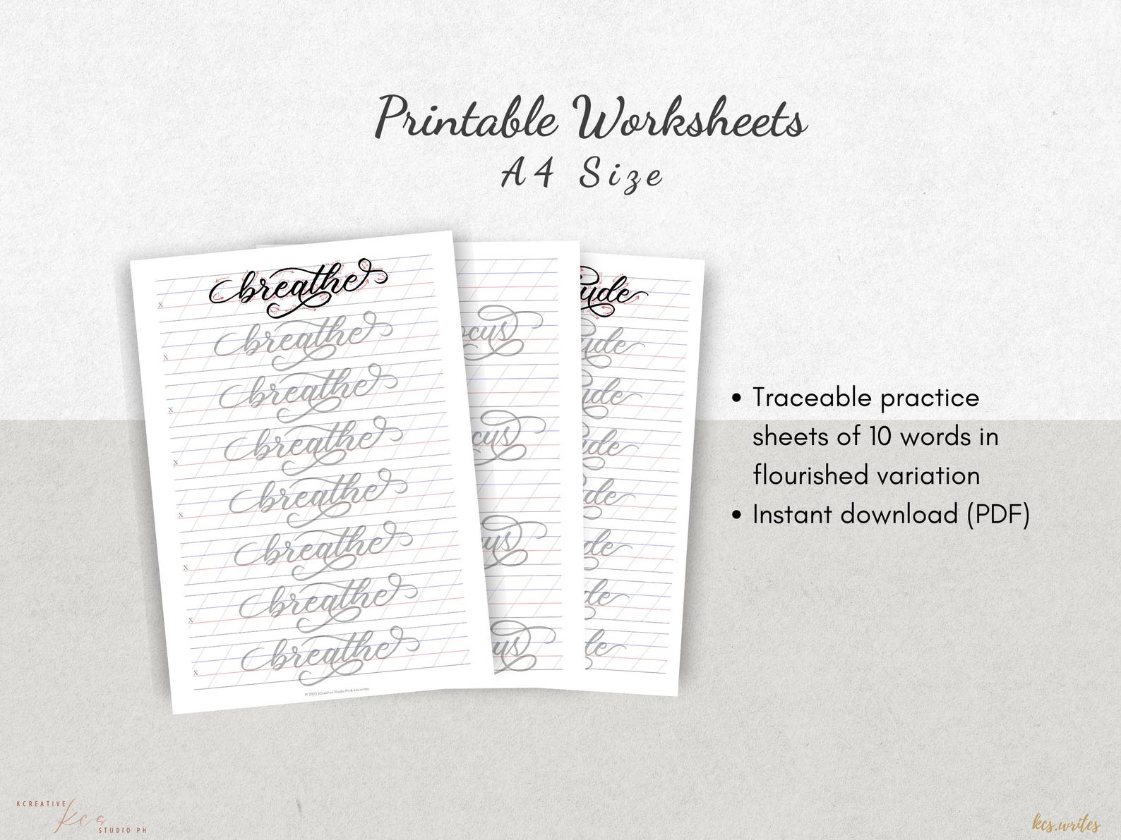 Printable Flourished Calligraphy Variation Practice Worksheets Modern ...
