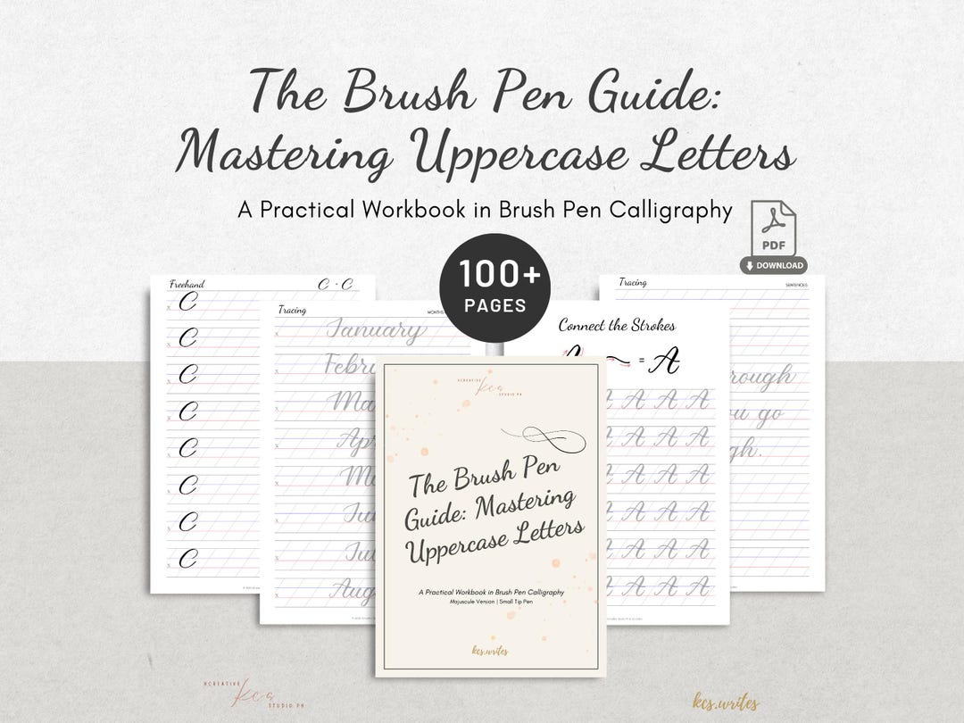 Uppercase Brush Pen Calligraphy Workbook for Beginners Hand Lettering ...