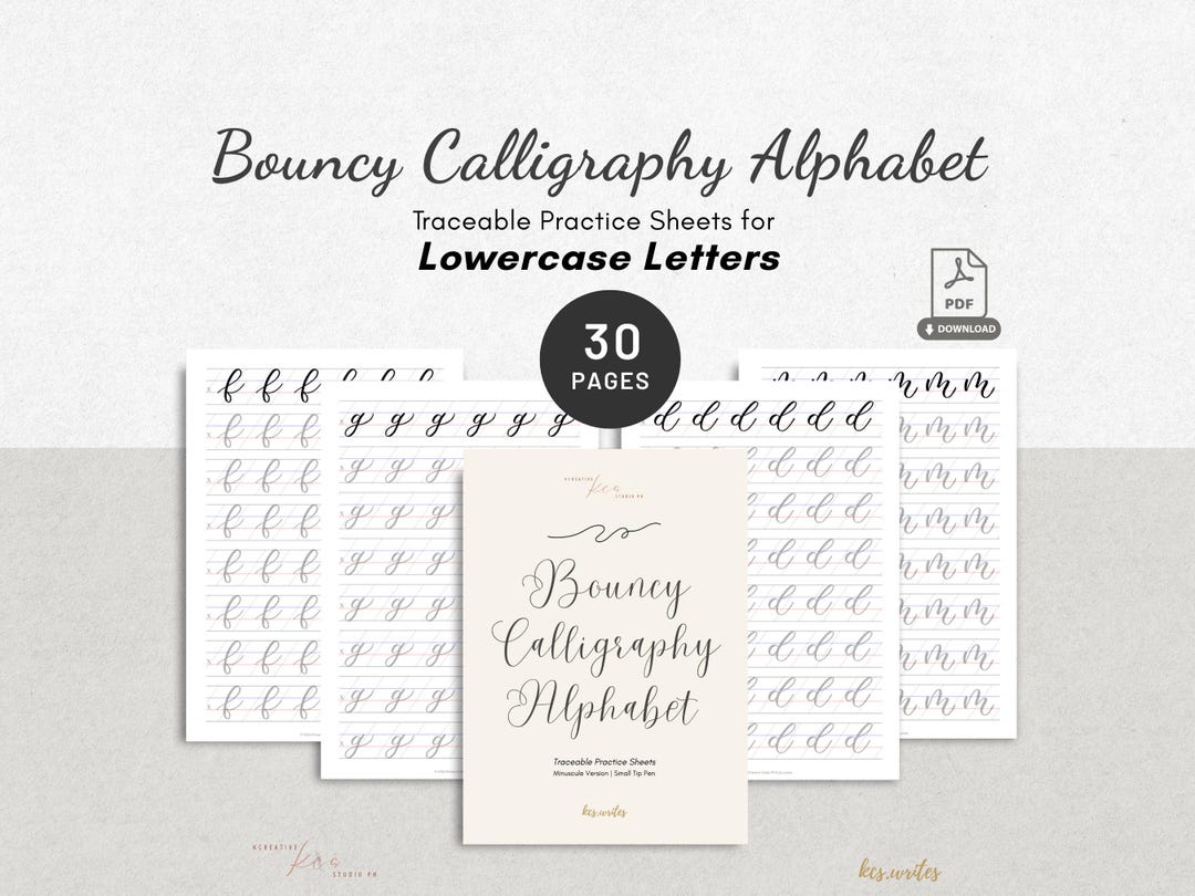 Printable Bouncy Calligraphy Practice Sheets Handwriting Alphabet ...