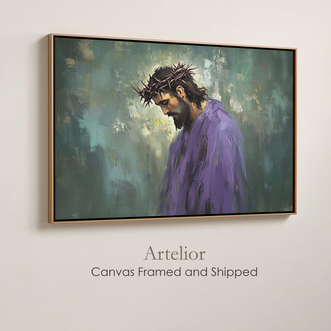 Crown of Thorns Framed Canvas Print, Jesus Purple Robe, Passion of ...