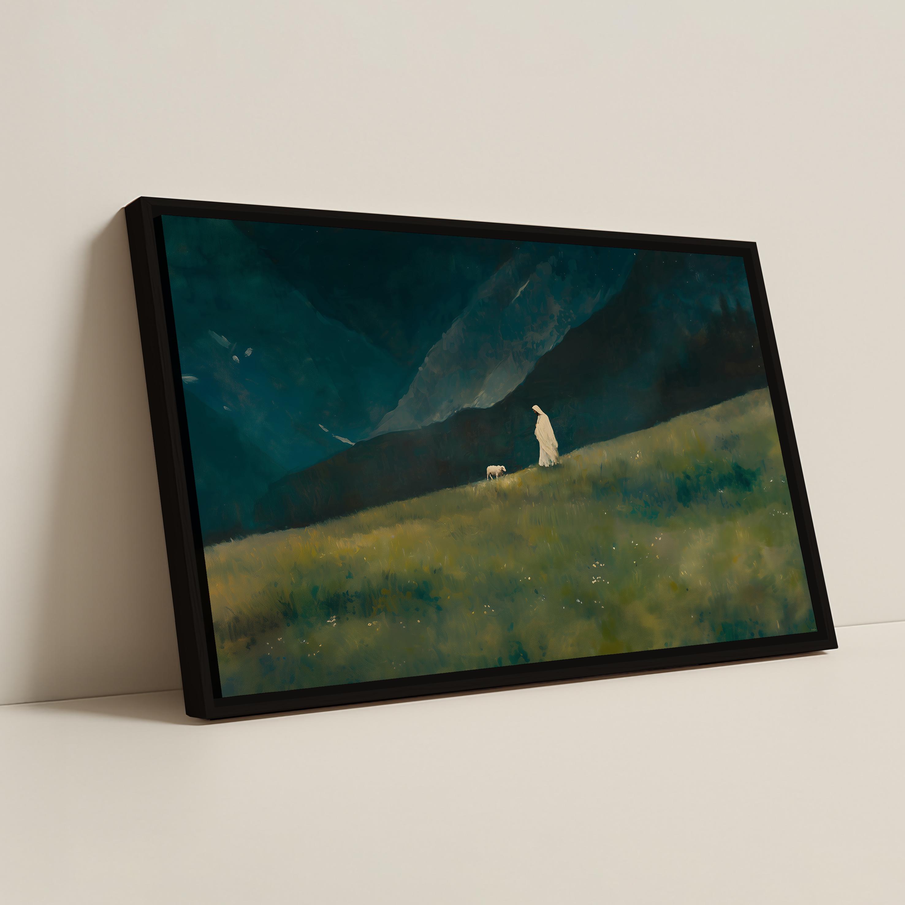 Good Shepherd Found Lost Sheep Framed Canvas, Jesus Leaves the 99 ...