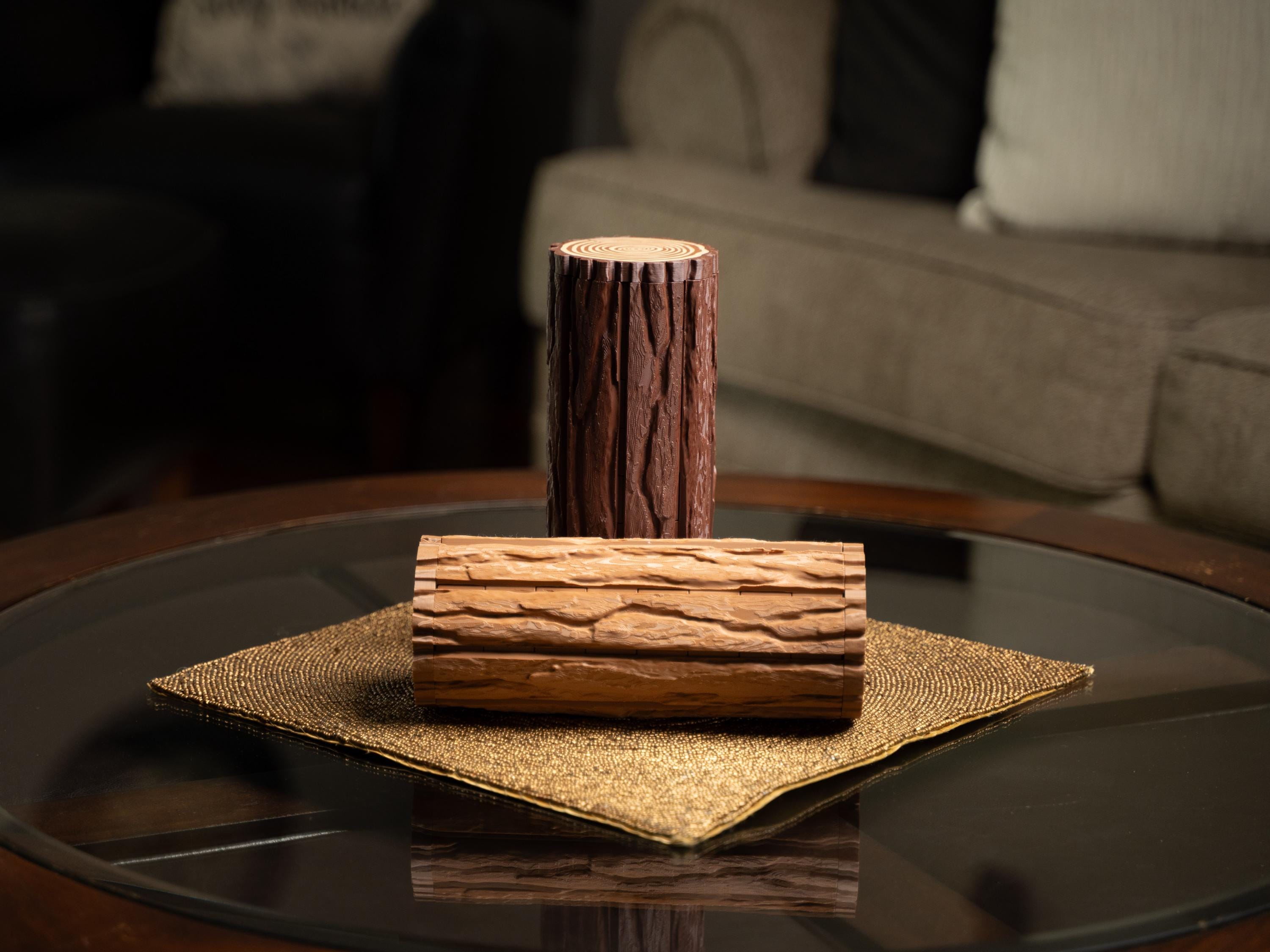 Cottagecore Chess and Checkers Set – 3D Printed Log Board With Mushroom ...
