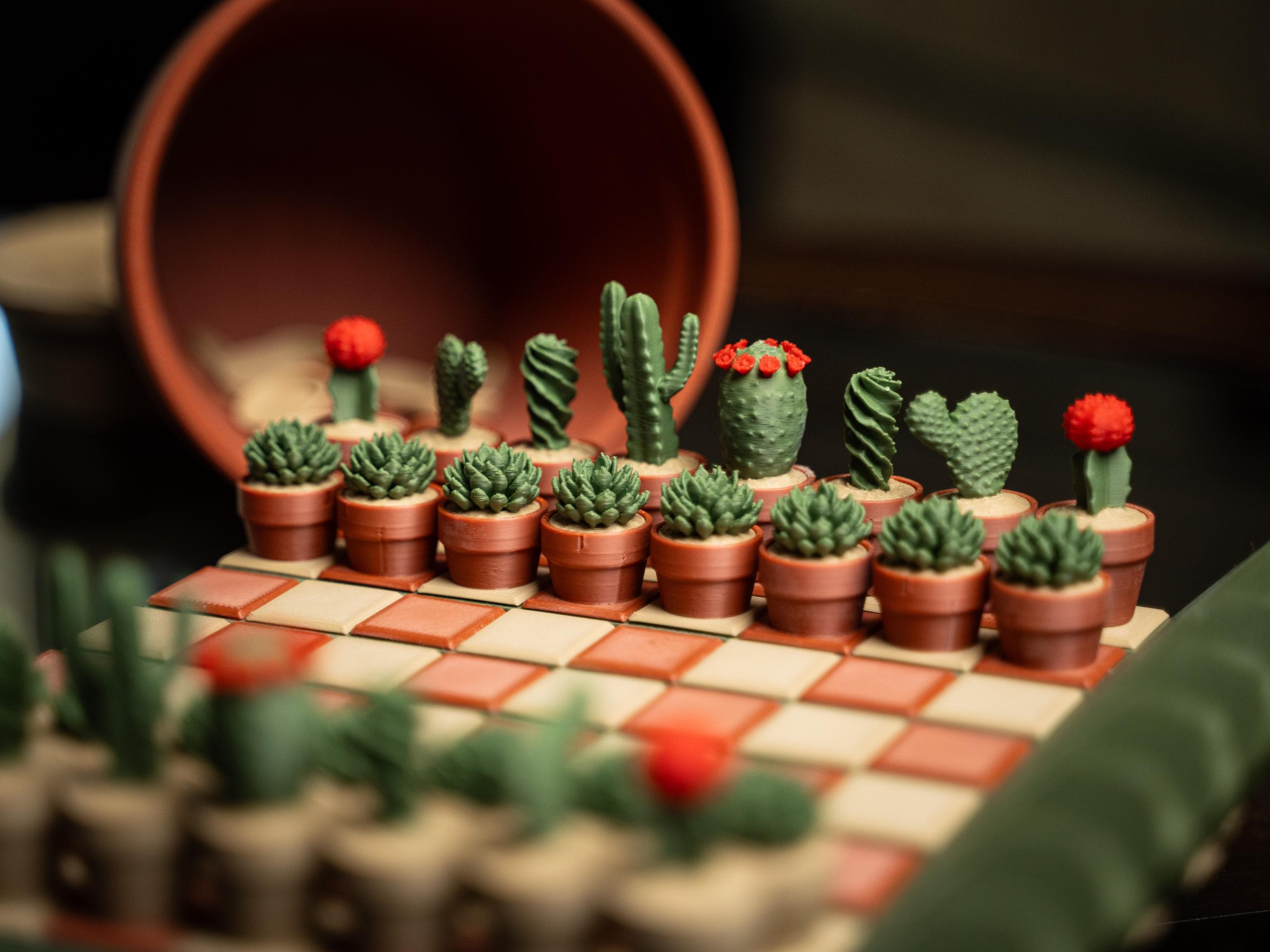 Cactus Chess Set – Succulent Chess Board in Pot | Unique Chess Pieces ...